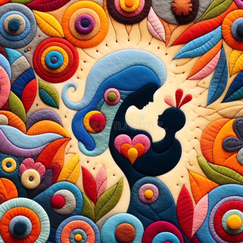 Felt Art Patchwork, Mother S Day Concept, Generative AI Stock ...