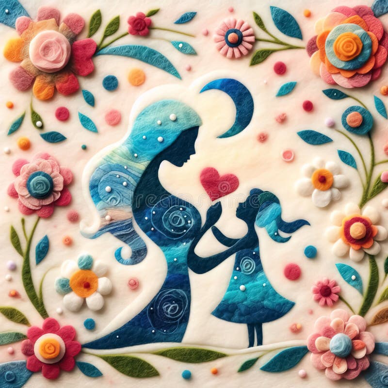Felt Art Patchwork, Mother S Day Concept, Generative AI Stock ...