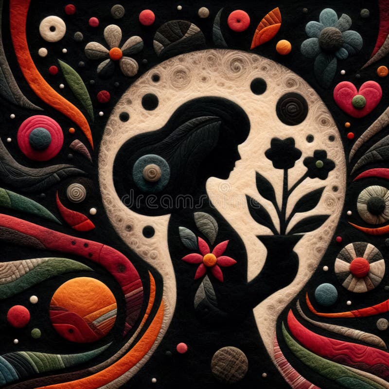 Felt Art Patchwork, Mother S Day Concept, Generative AI Stock ...