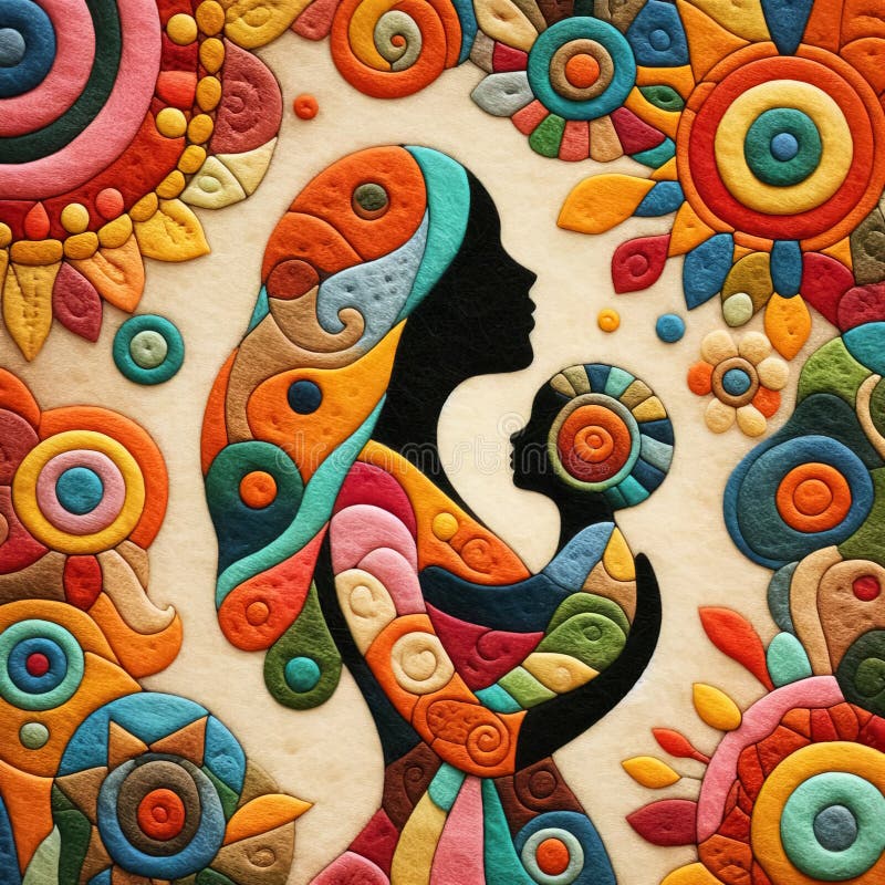 Felt Art Patchwork, Mother S Day Concept, Generative AI Stock ...