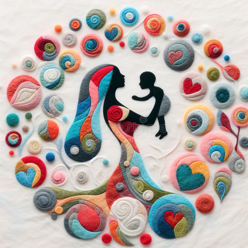 Felt Art Patchwork, Mother S Day Concept, Generative AI Stock ...