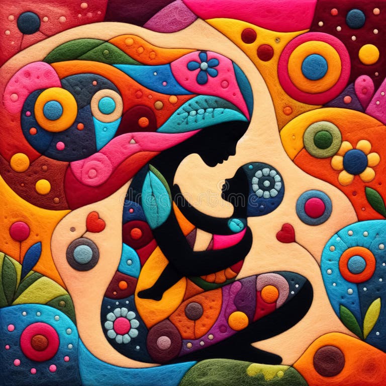 Felt Art Patchwork, Mother S Day Concept, Generative AI Stock ...