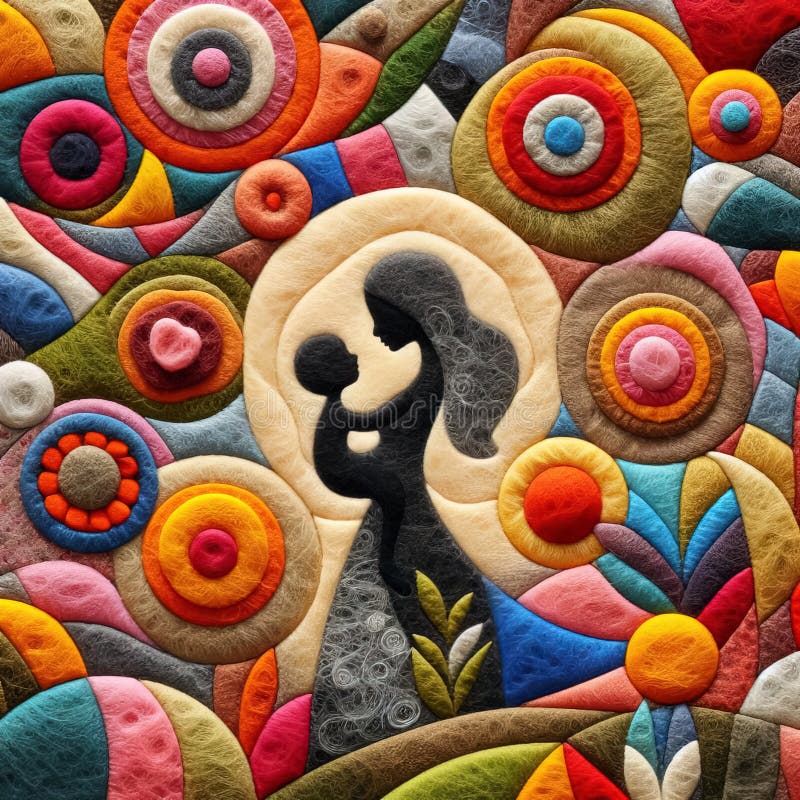 Felt Art Patchwork, Mother S Day Concept, Generative AI Stock ...