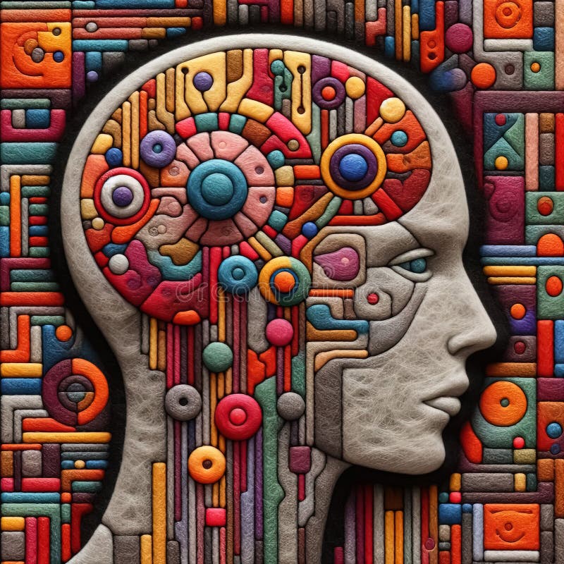 Felt Art Patchwork, Realistic Artificial Intelligence. Computer Mind ...