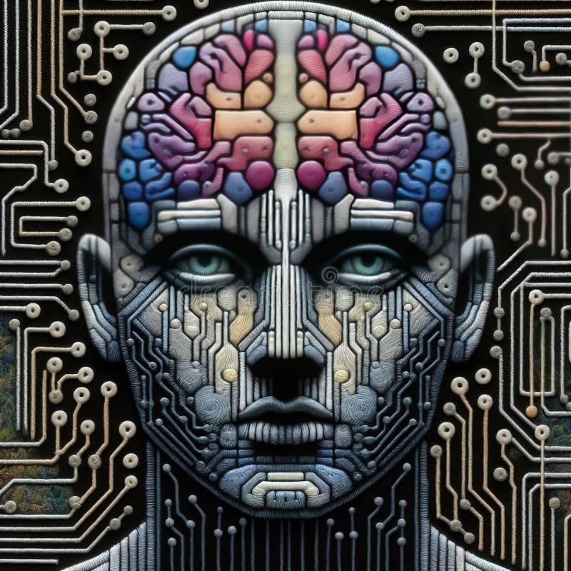 Felt Art Patchwork, Realistic Artificial Intelligence. Computer Mind ...