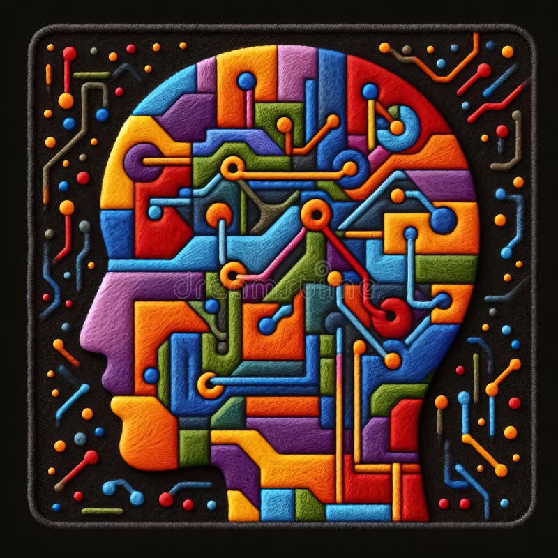 Felt Art Patchwork, Realistic Artificial Intelligence. Computer Mind ...