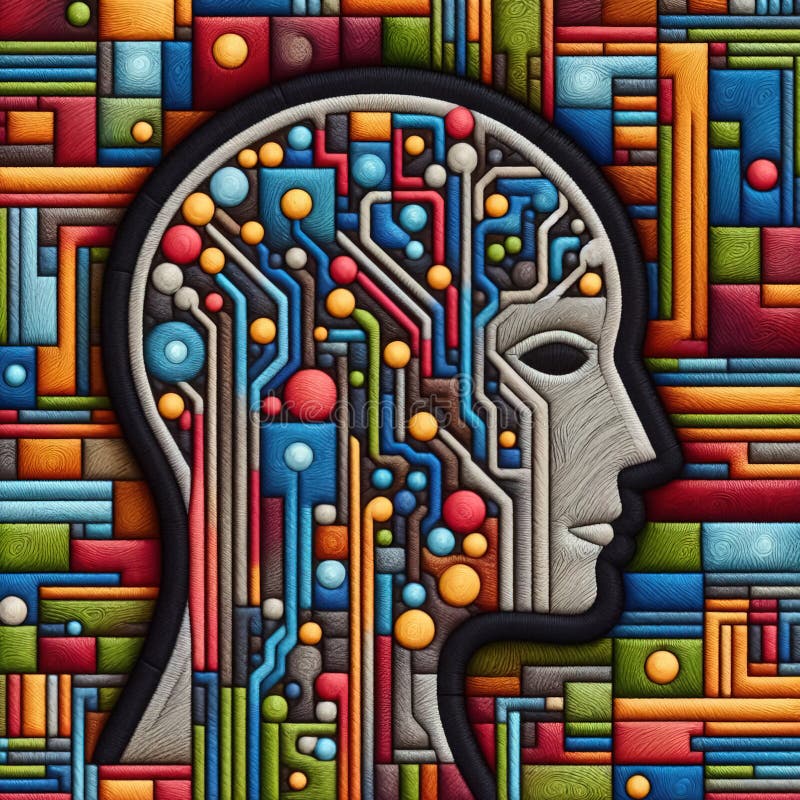 Felt Art Patchwork, Realistic Artificial Intelligence. Computer Mind ...