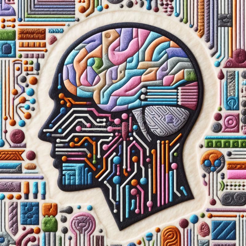 Felt Art Patchwork, Realistic Artificial Intelligence. Computer Mind ...