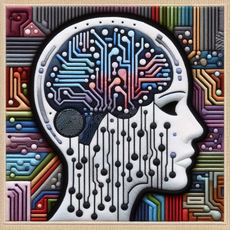 Felt Art Patchwork, Realistic Artificial Intelligence. Computer Mind ...