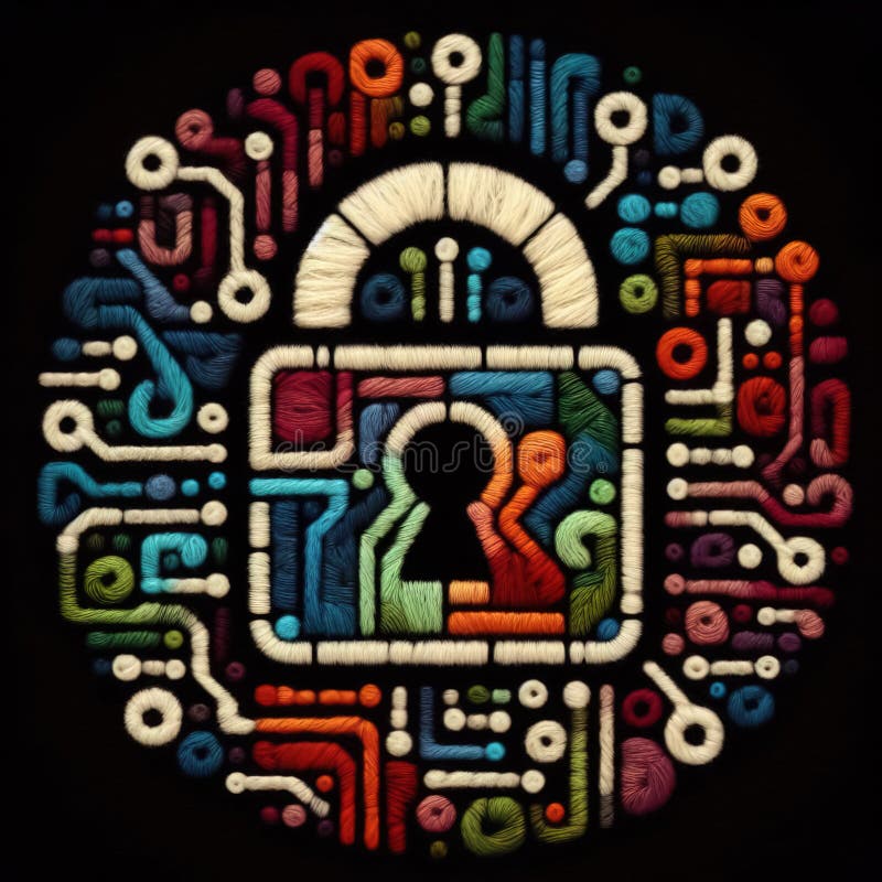 Felt Art Patchwork, Secure Data Lock Symbol, Representing the Ongoing ...