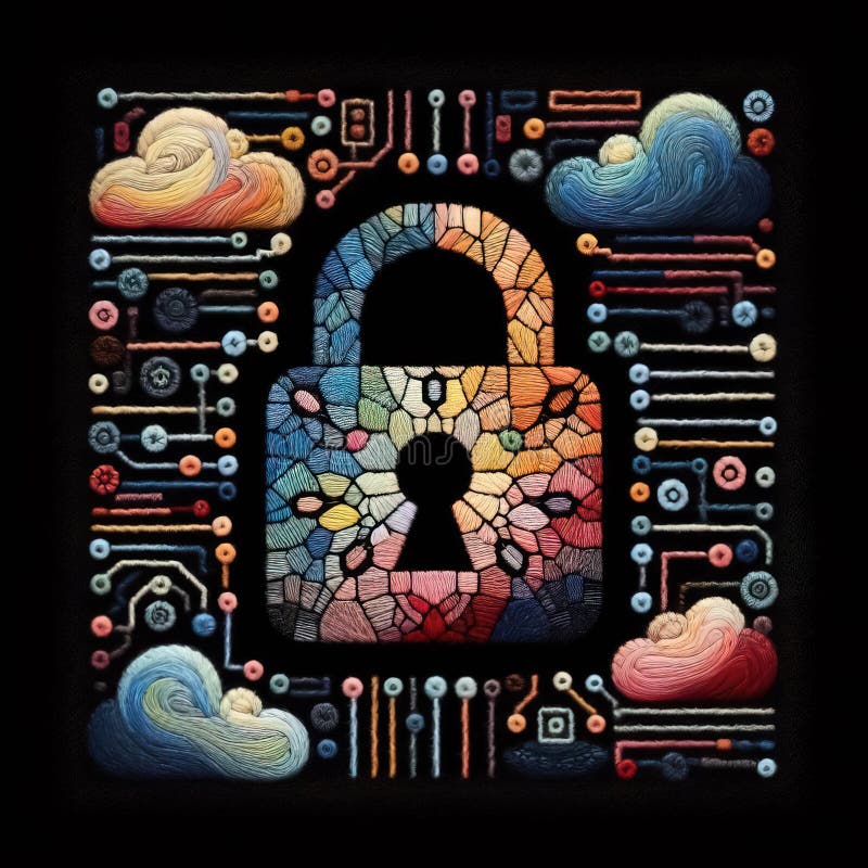 Felt Art Patchwork, Secure Data Lock Symbol, Representing the Ongoing ...
