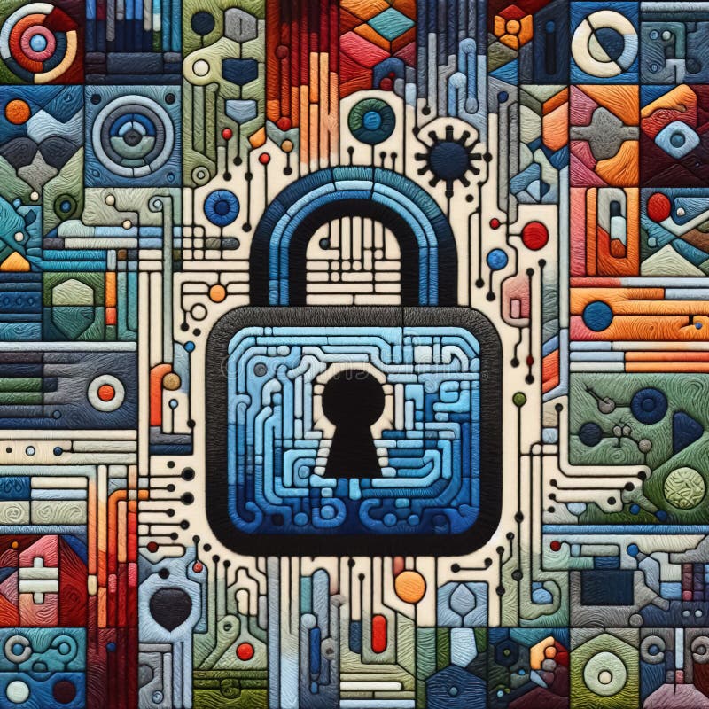 Felt Art Patchwork, Secure Data Lock Symbol, Representing the Ongoing ...
