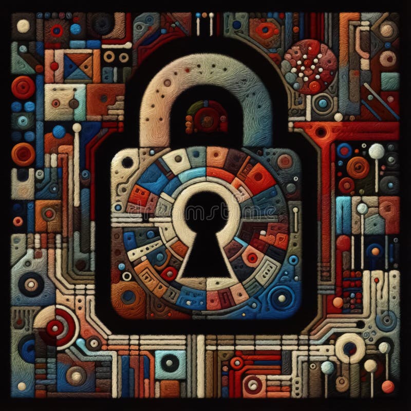 Felt Art Patchwork, Secure Data Lock Symbol, Representing the Ongoing ...
