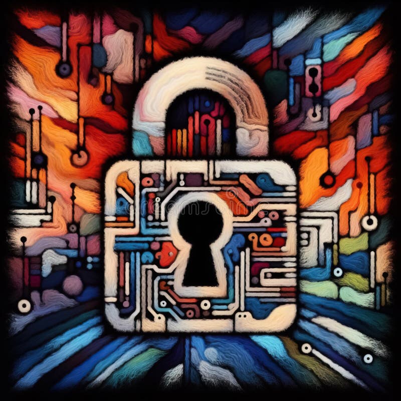 Felt Art Patchwork, Secure Data Lock Symbol, Representing the Ongoing ...