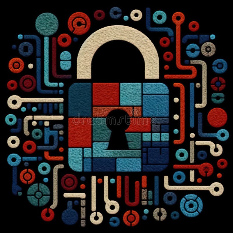 Felt Art Patchwork, Secure Data Lock Symbol, Representing the Ongoing ...