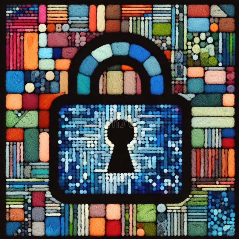 Felt Art Patchwork, Secure Data Lock Symbol, Representing the Ongoing ...