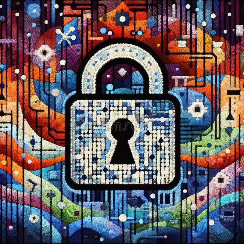 Felt Art Patchwork, Secure Data Lock Symbol, Representing the Ongoing ...