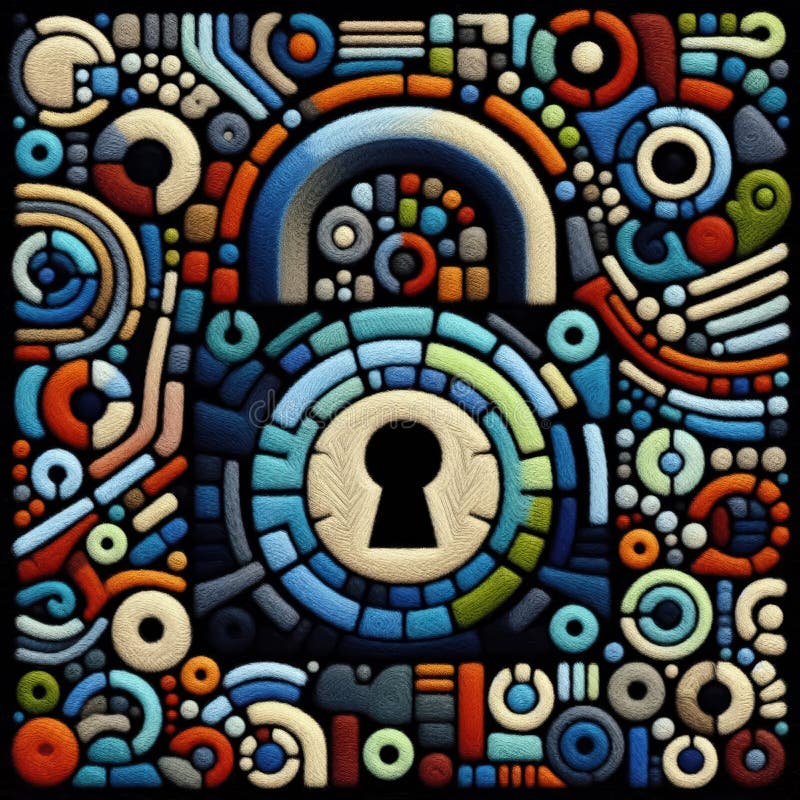 Felt Art Patchwork, Secure Data Lock Symbol, Representing the Ongoing ...