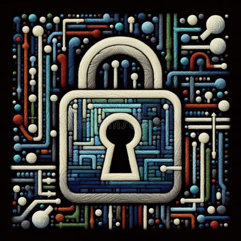 Felt Art Patchwork, Secure Data Lock Symbol, Representing the Ongoing ...