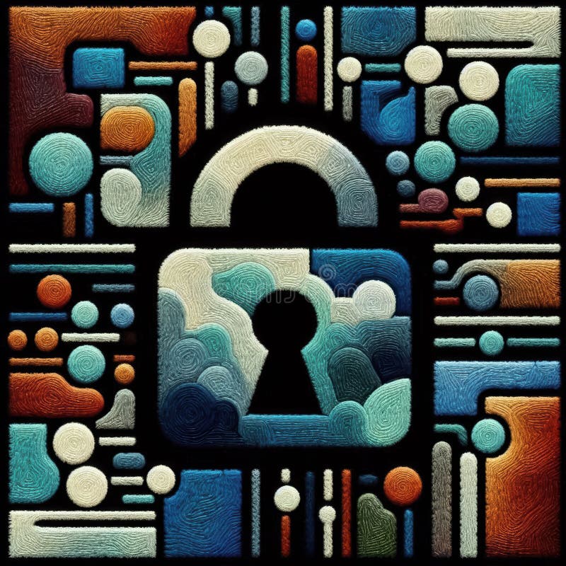 Felt Art Patchwork, Secure Data Lock Symbol, Representing the Ongoing ...