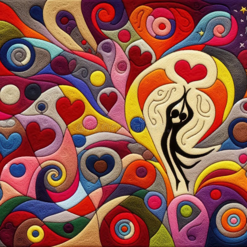 Felt Art Patchwork, Valentine S Day Concept Stock Illustration ...