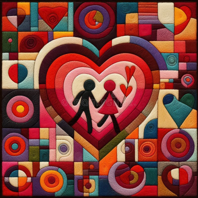 Felt Art Patchwork, Valentine S Day Concept Stock Illustration ...