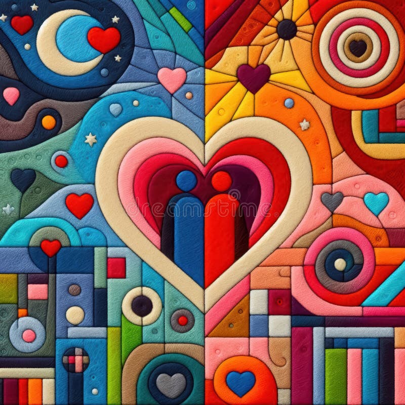 Felt Art Patchwork, Valentine S Day Concept Stock Illustration ...