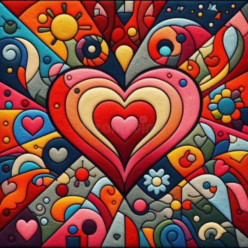 Felt Art Patchwork, Valentine S Day Concept Stock Illustration ...