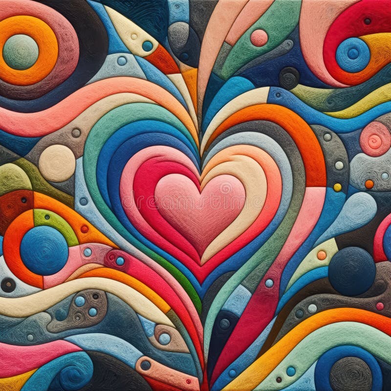 Felt Art Patchwork, Valentine S Day Concept Stock Illustration ...