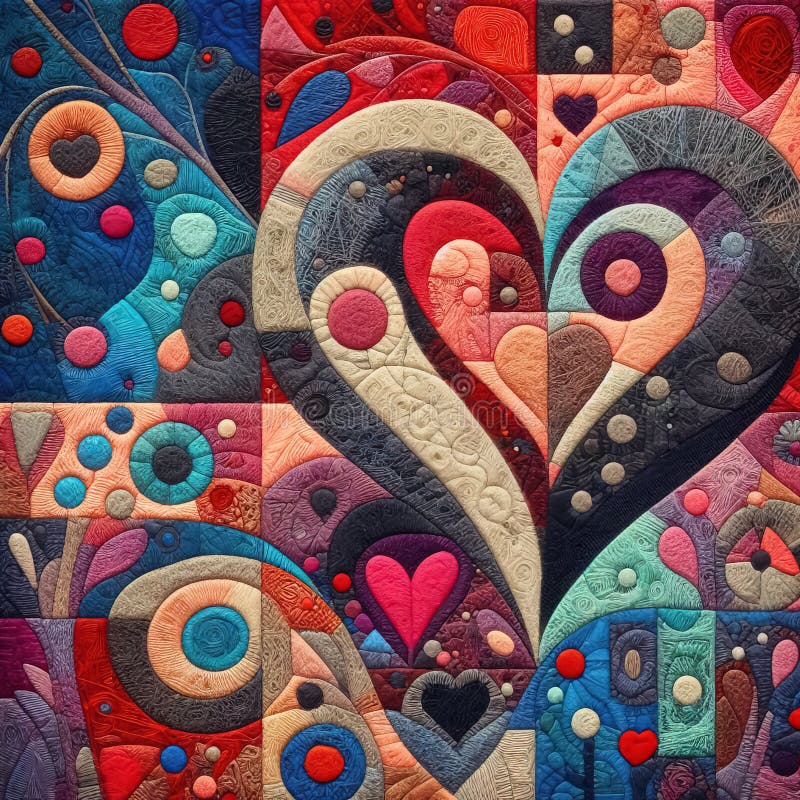 Felt Art Patchwork, Valentine S Day Concept, Generative AI Stock ...