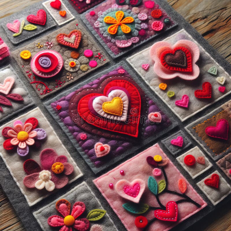 Felt Art Patchwork, Valentine S Day Concept, Generative AI Stock ...