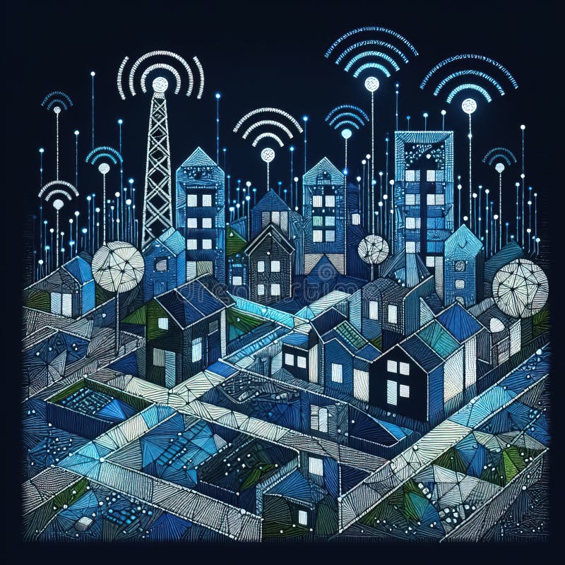 Felt Art Patchwork, Wi-Fi Smart City or Network, Building Automation ...