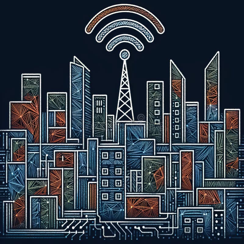 Felt Art Patchwork, Wi-Fi Smart City or Network, Building Automation ...