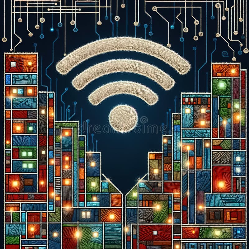 Felt Art Patchwork, Wi-Fi Smart City or Network, Building Automation ...