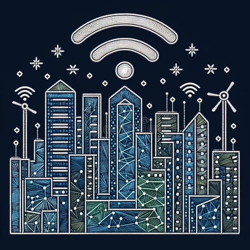 Felt Art Patchwork, Wi-Fi Smart City or Network, Building Automation ...