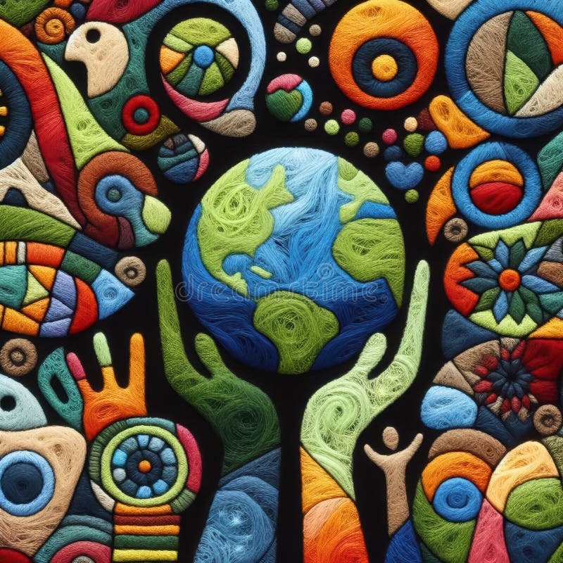 Felt Art Patchwork, World Health Day Concept, Our Planet, Our Health ...