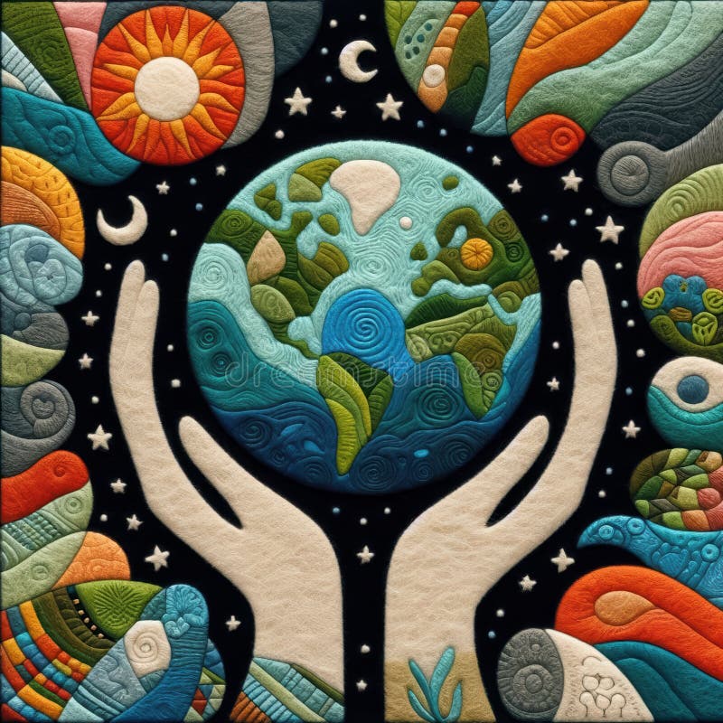 Felt Art Patchwork, World Health Day Concept, Our Planet, Our Health ...