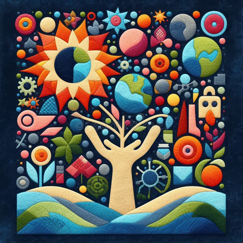 Felt Art Patchwork, World Health Day Concept, Our Planet, Our Health ...