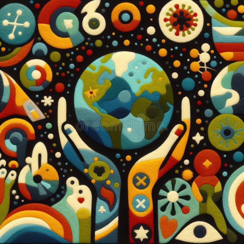 Felt Art Patchwork, World Health Day Concept, Our Planet, Our Health ...