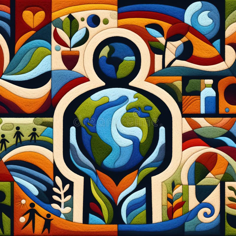 Felt Art Patchwork, World Health Day Concept, Our Planet, Our Health ...