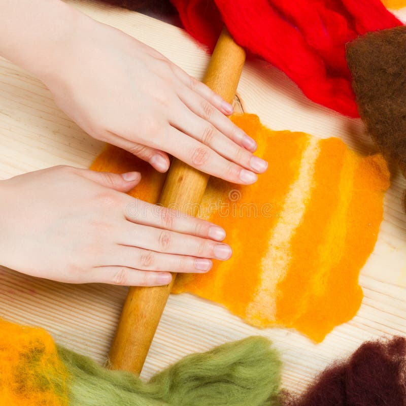 Felt making, felting stock image. Image of fabric, making - 26135131