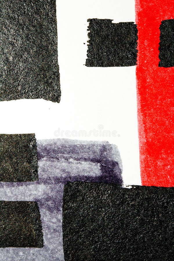 A Felt Pen Black Ink Lines and Paint Colours on a Abstract White ...