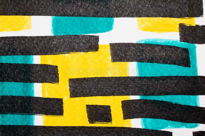 A Felt Pen Black Ink Lines and Paint Colours on a Abstract White ...