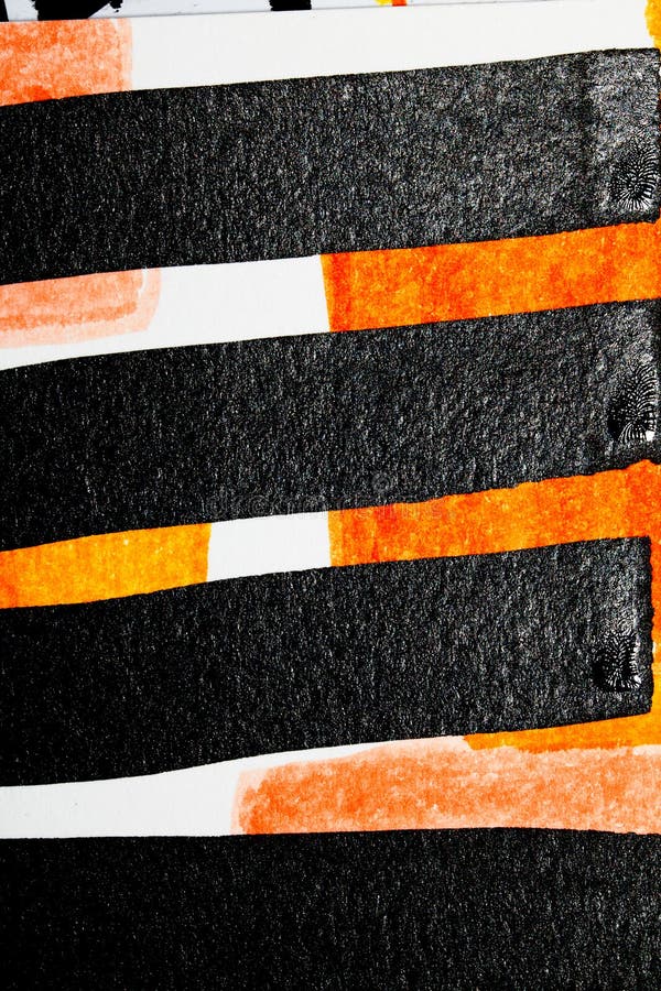 A Felt Pen Black Ink Lines and Paint Colours on a Abstract White ...