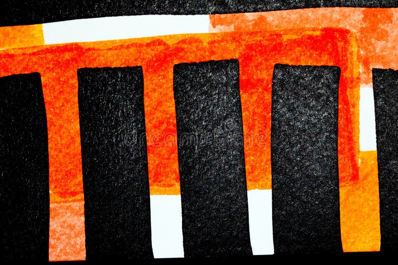 A Felt Pen Black Ink Lines and Paint Colours on a Abstract White ...