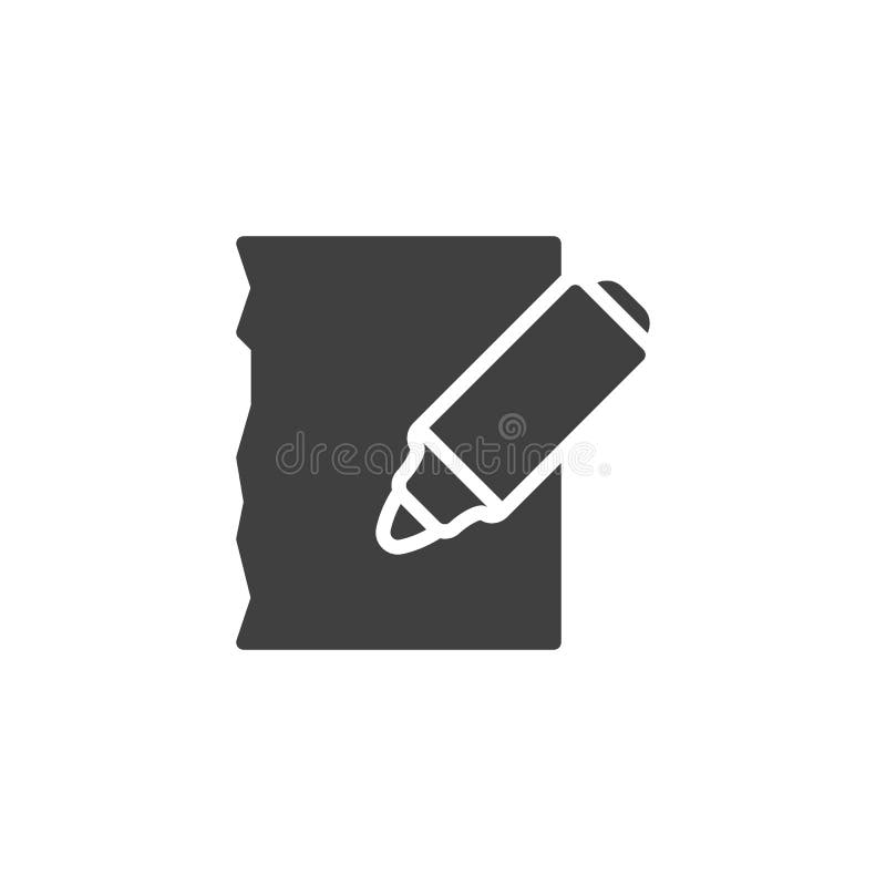 Felt Pen and Paper Clipboard Line Icon Stock Vector - Illustration of ...