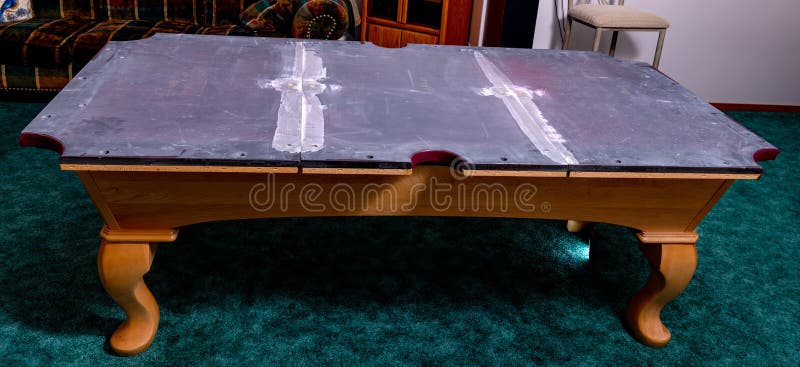 Pool Table Stripped Down To the Slates Stock Image - Image of ...