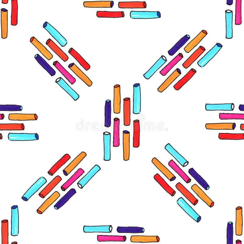 Felt Sticks Colorful Seamless Pattern Stock Illustration - Illustration ...