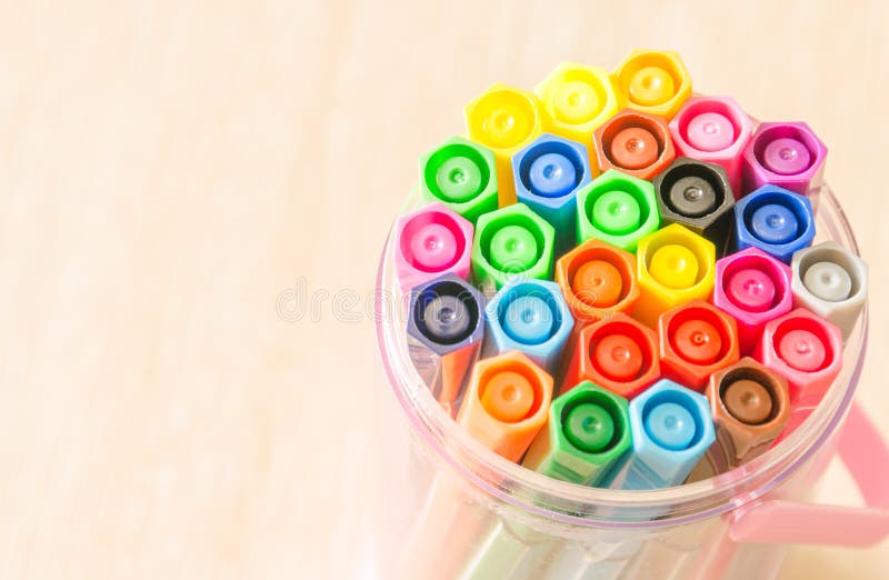 Felt-tip pens in a box stock photo. Image of give, desktop - 33675994
