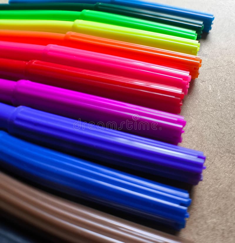 Felt-tip Pens on the Drawing Table Stock Image - Image of school ...